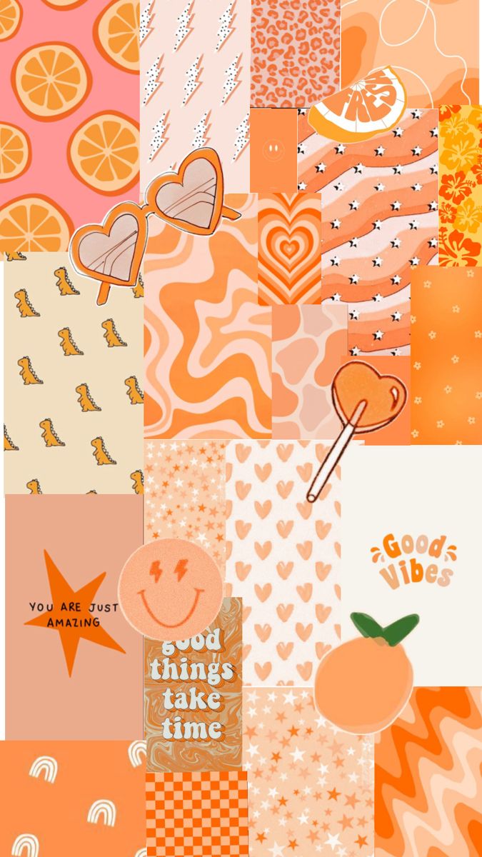 Preppy Orange Collage Wallpapers - Wallpaper Cave