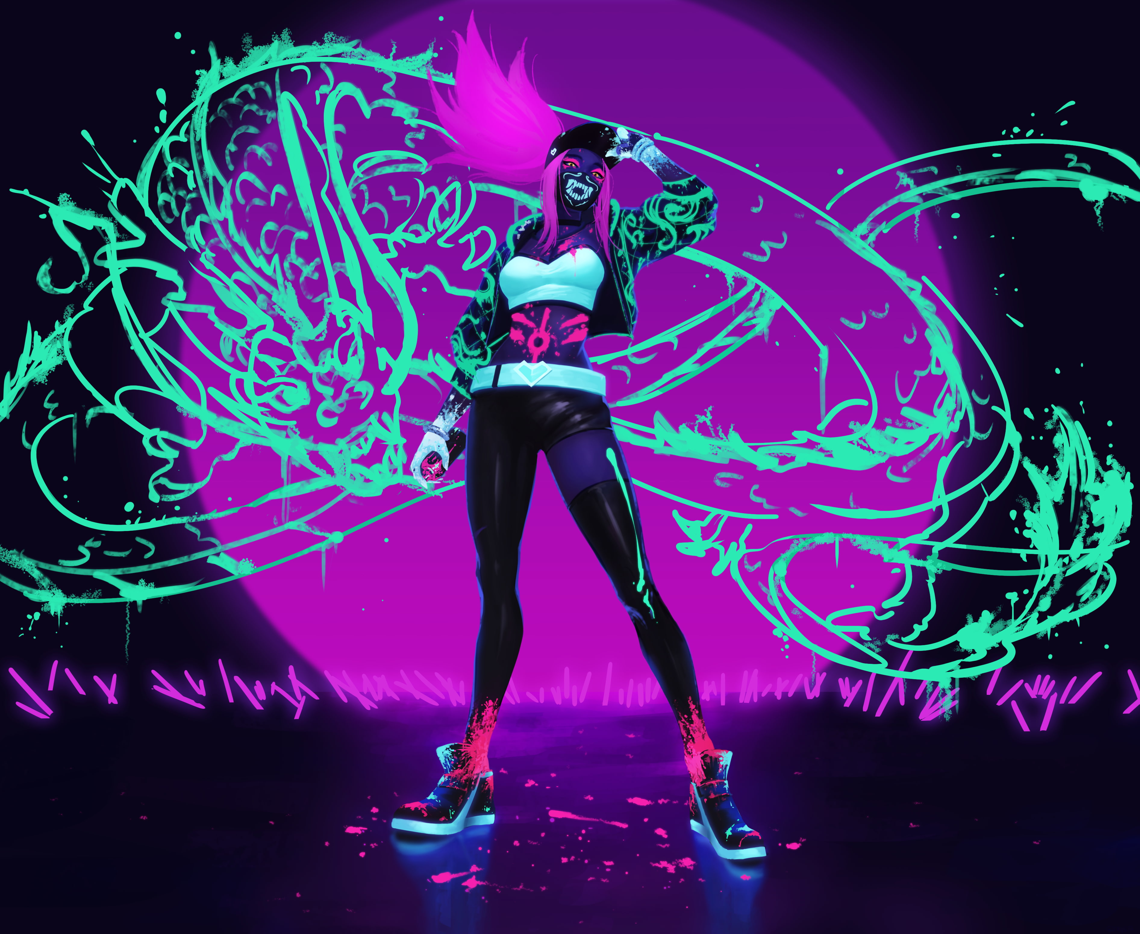 K/DA Akali Cosplay League Of Legends Neon Wallpapers - Wallpaper Cave