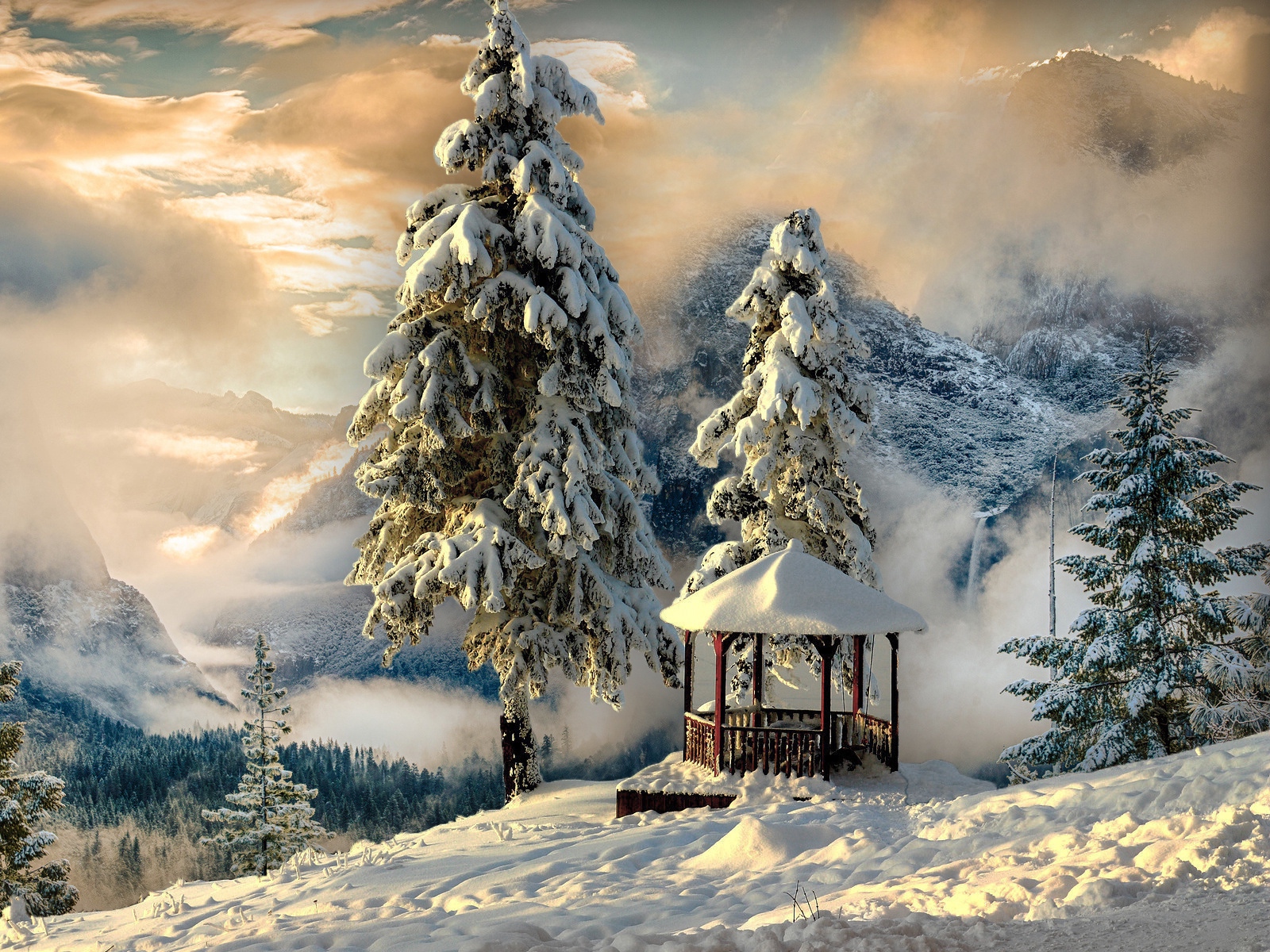 Winter Gazebo Wallpapers - Wallpaper Cave
