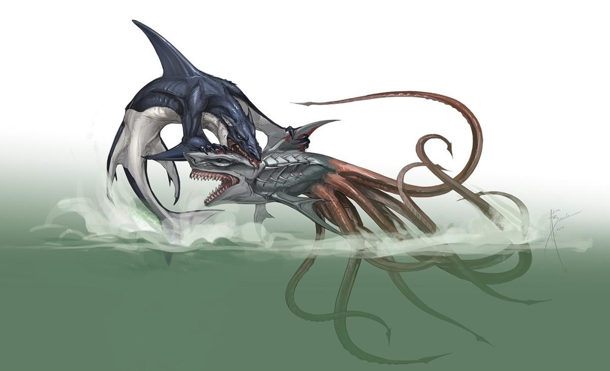 Sharktopus Vs Pteracuda Drawing