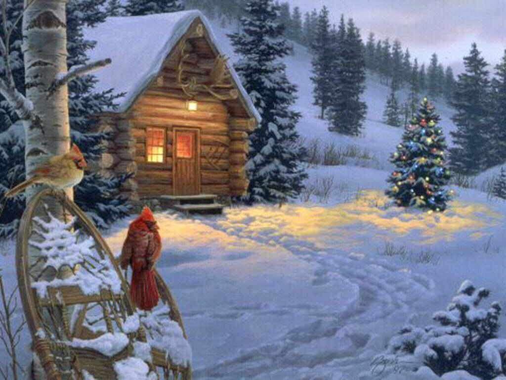 Winter Cabin Christmas Wallpapers - Wallpaper Cave