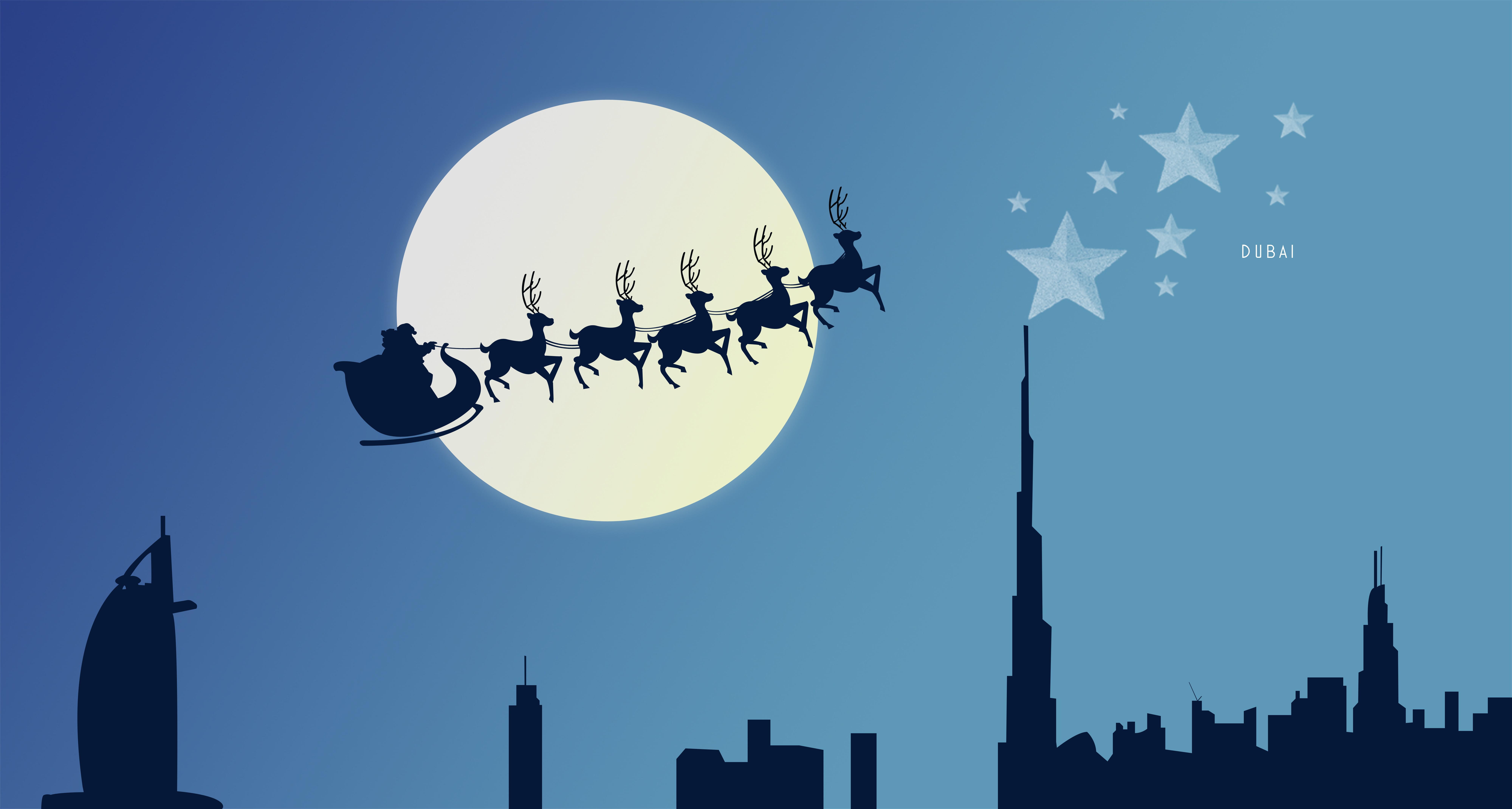Santa Sleigh And Reindeers In Sky Wallpapers - Wallpaper Cave