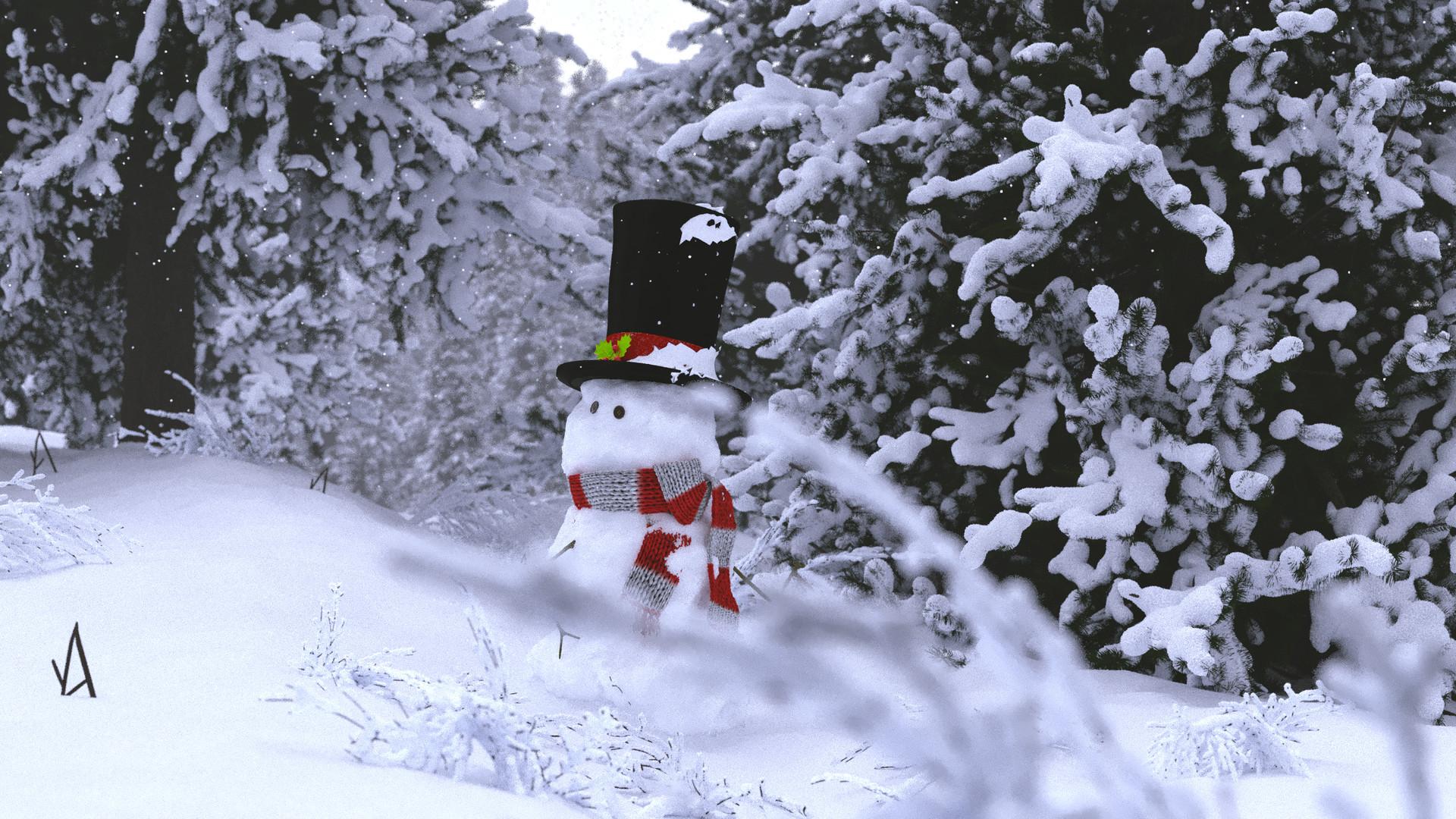 Snowman In Wilderness Wallpapers - Wallpaper Cave