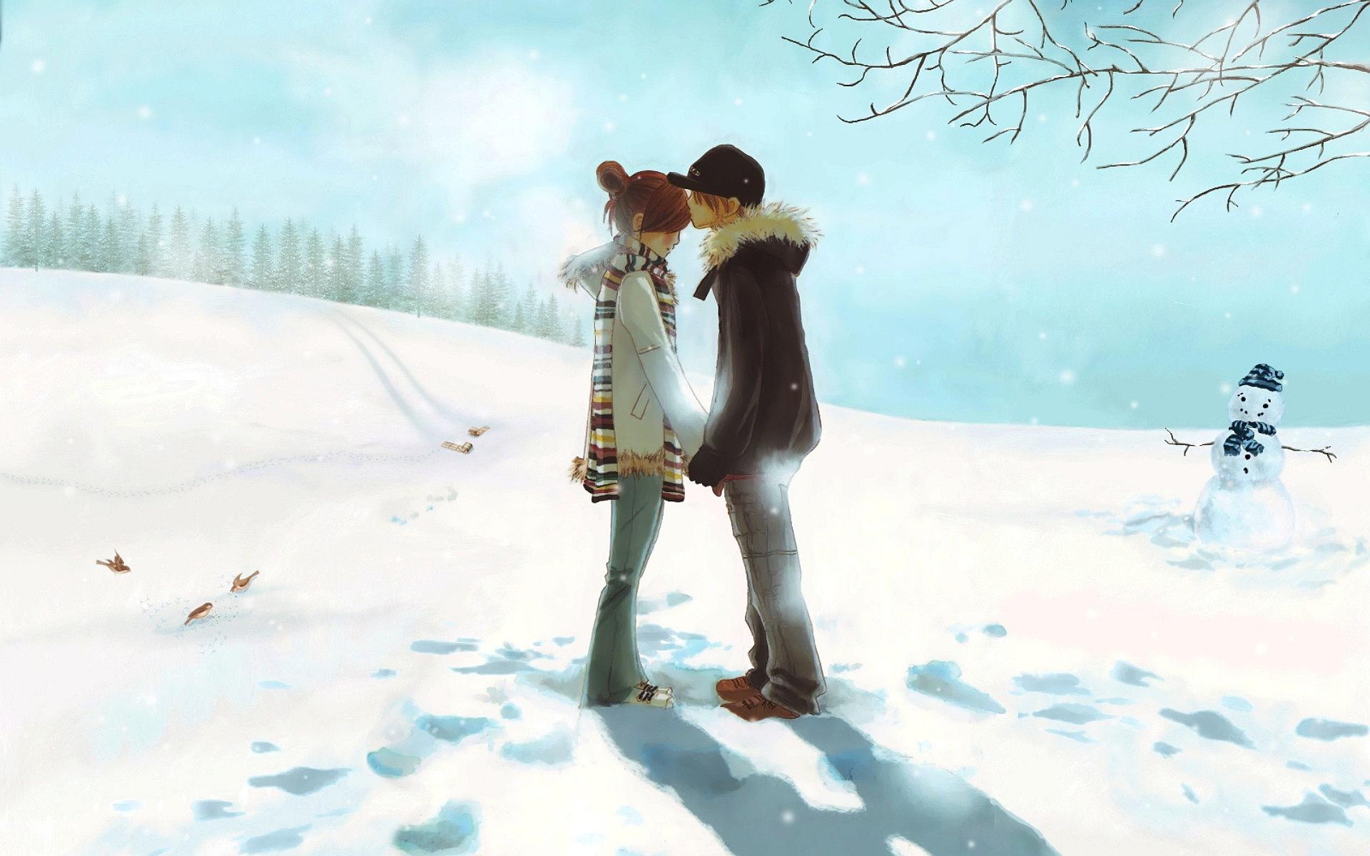 Winter Couples Kissing Wallpapers - Wallpaper Cave