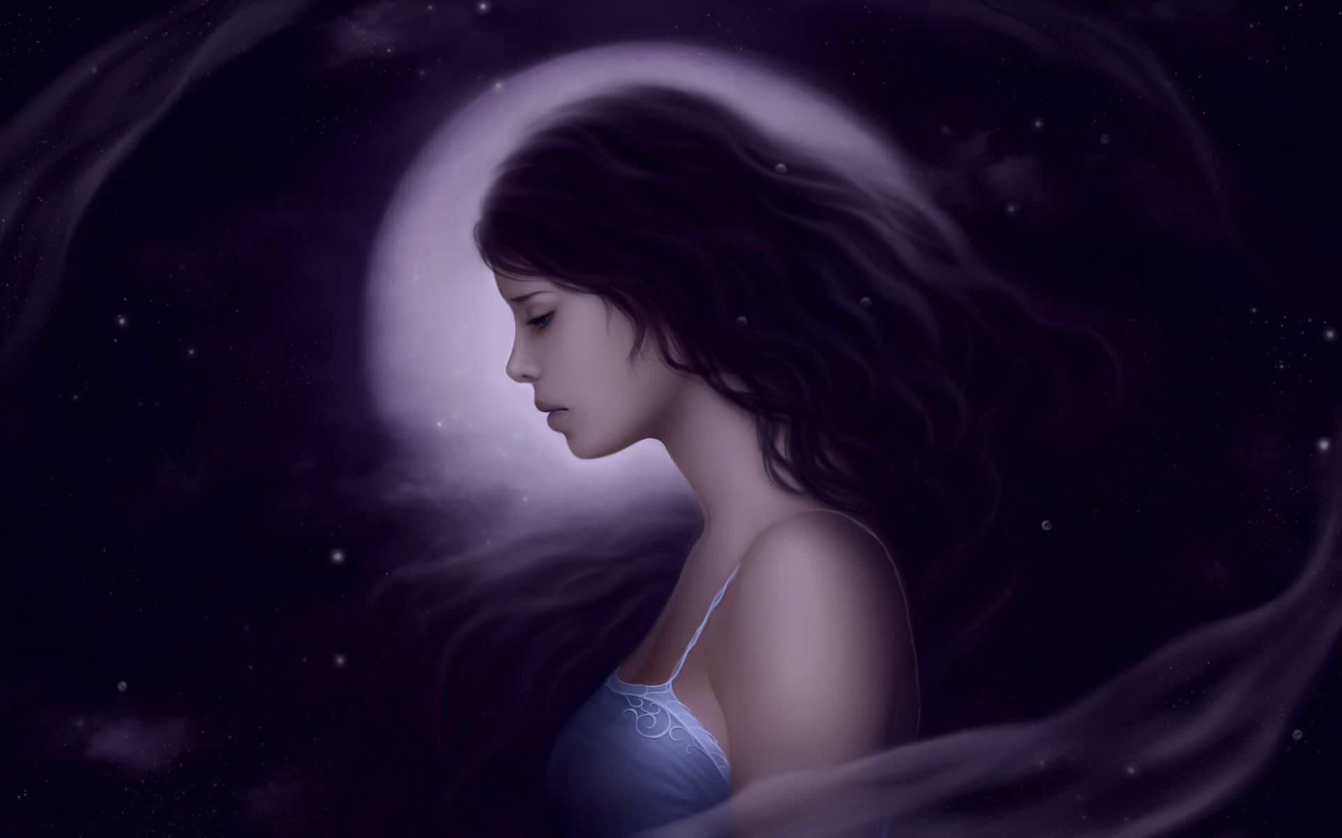 Girl And Moon Night Wallpapers - Wallpaper Cave