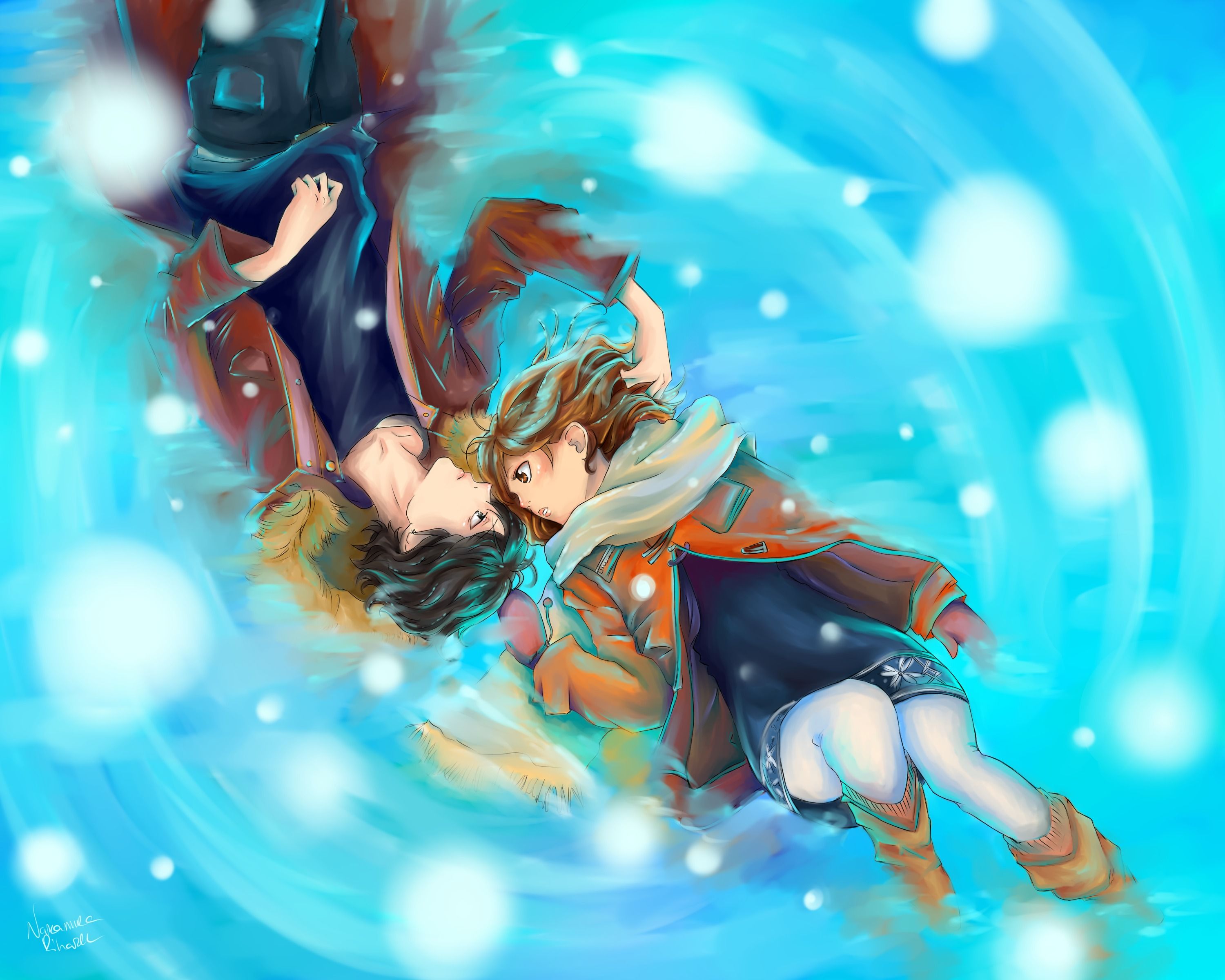 Winter Landscape Anime Couple Wallpapers - Wallpaper Cave