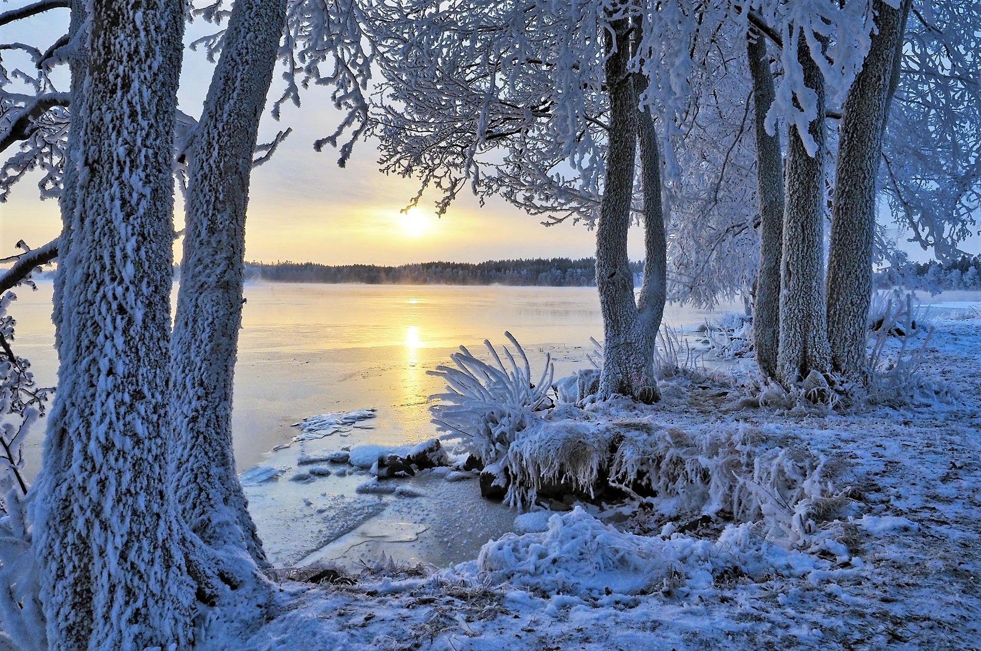 Sunset Winter Lake Wallpapers - Wallpaper Cave
