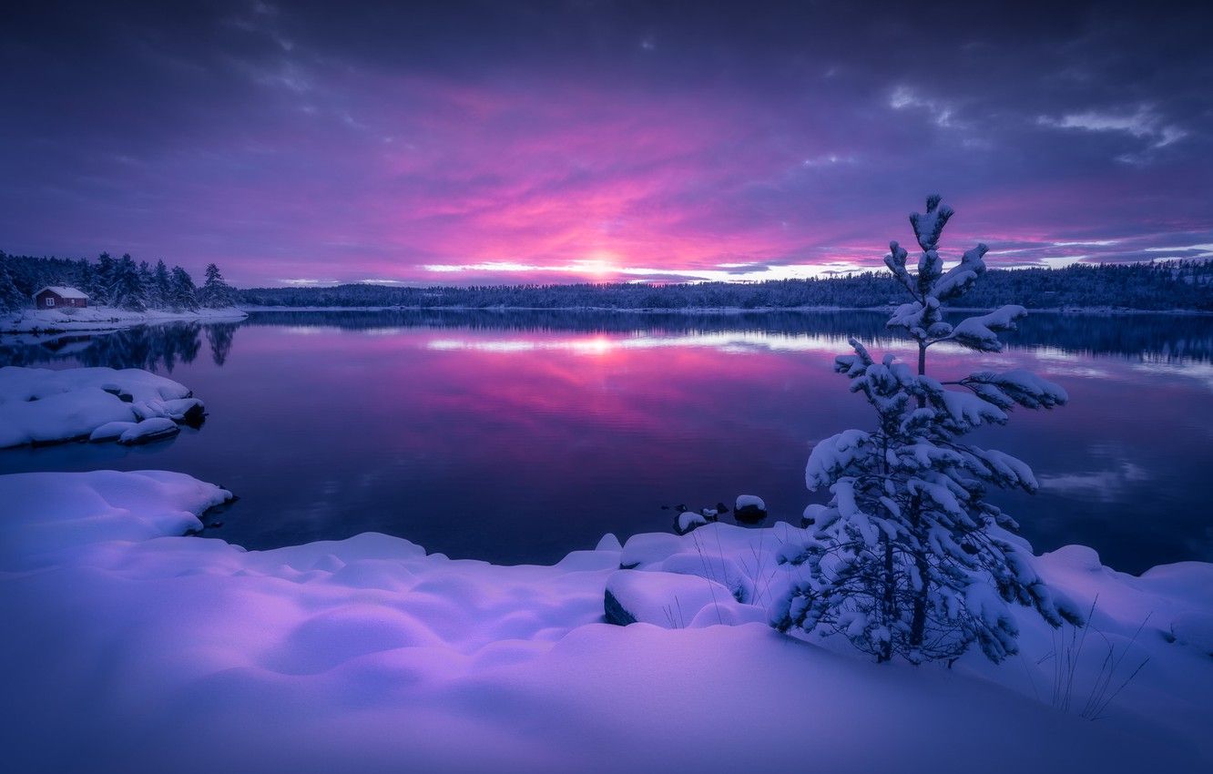 Winter Sunset Lake Wallpapers - Wallpaper Cave