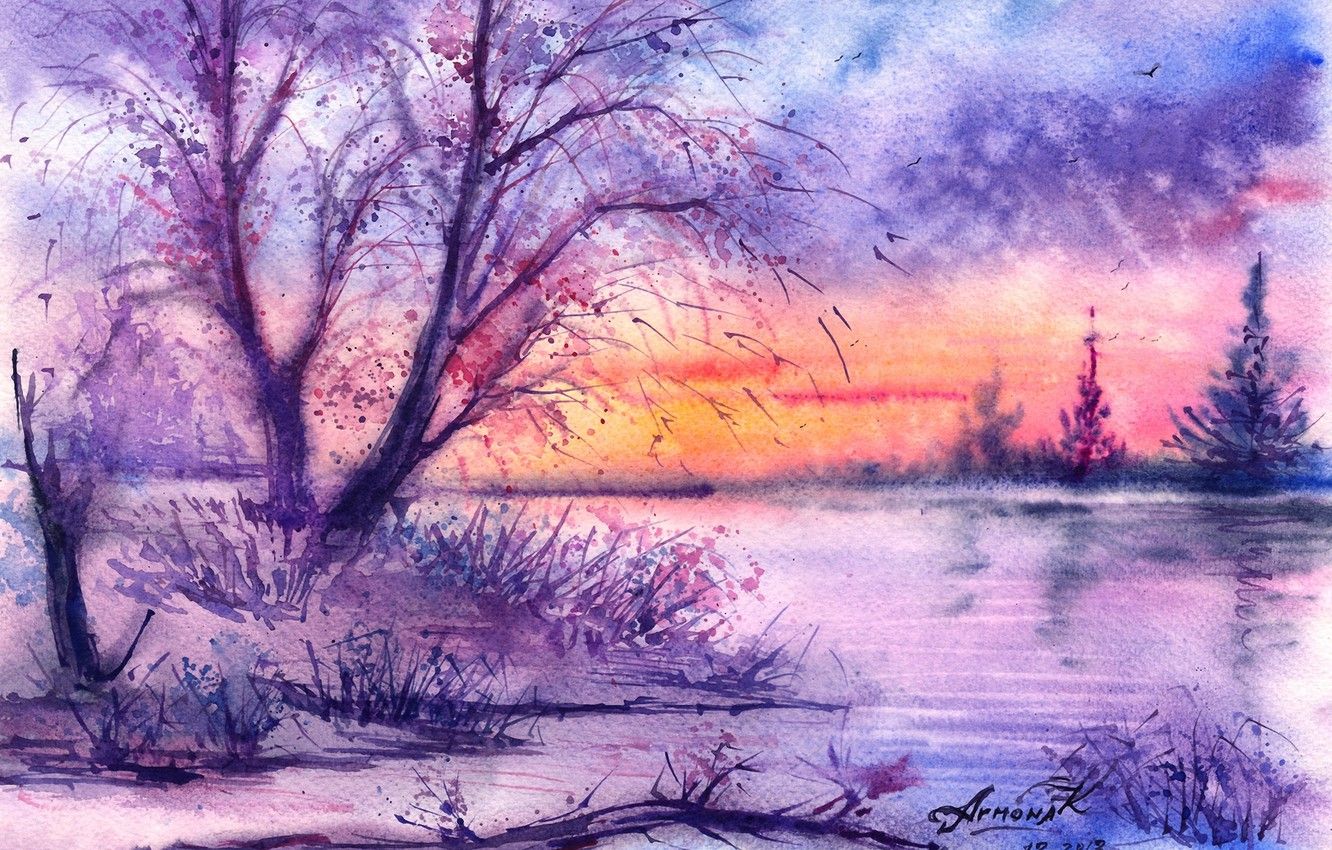 Winter Water Color Wallpapers - Wallpaper Cave