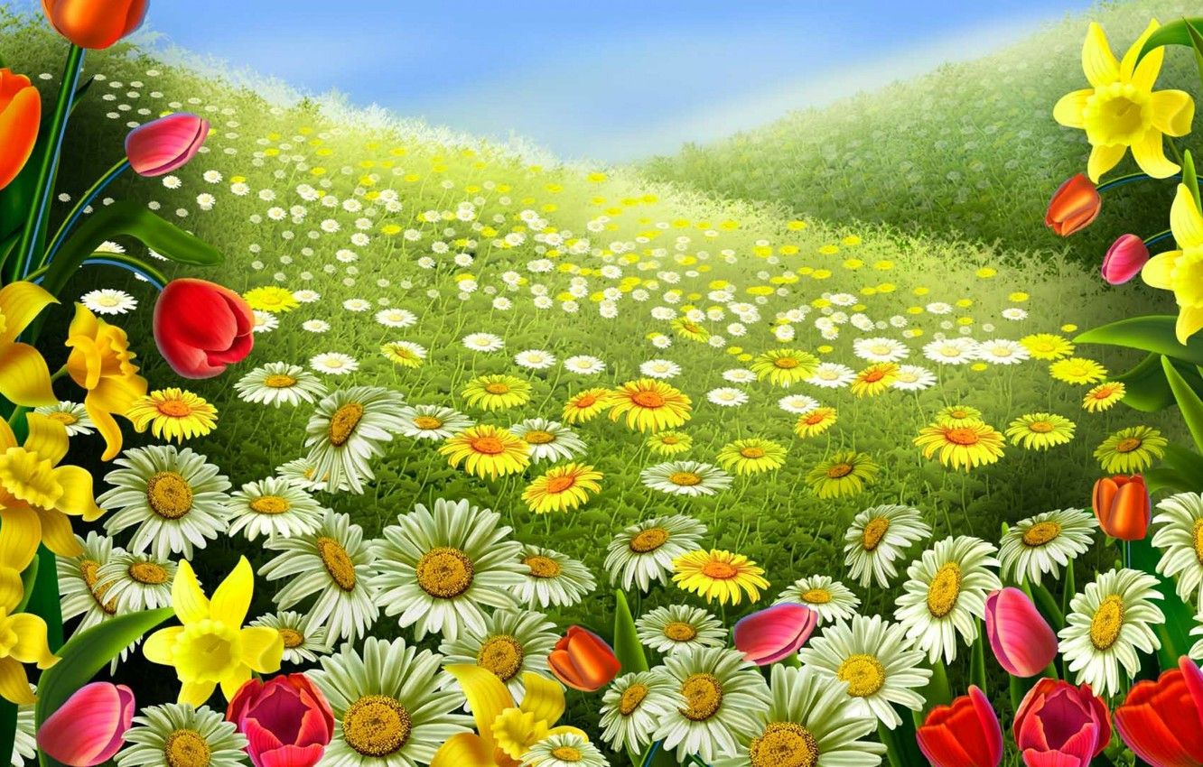 Vector Spring Meadow Wallpapers - Wallpaper Cave