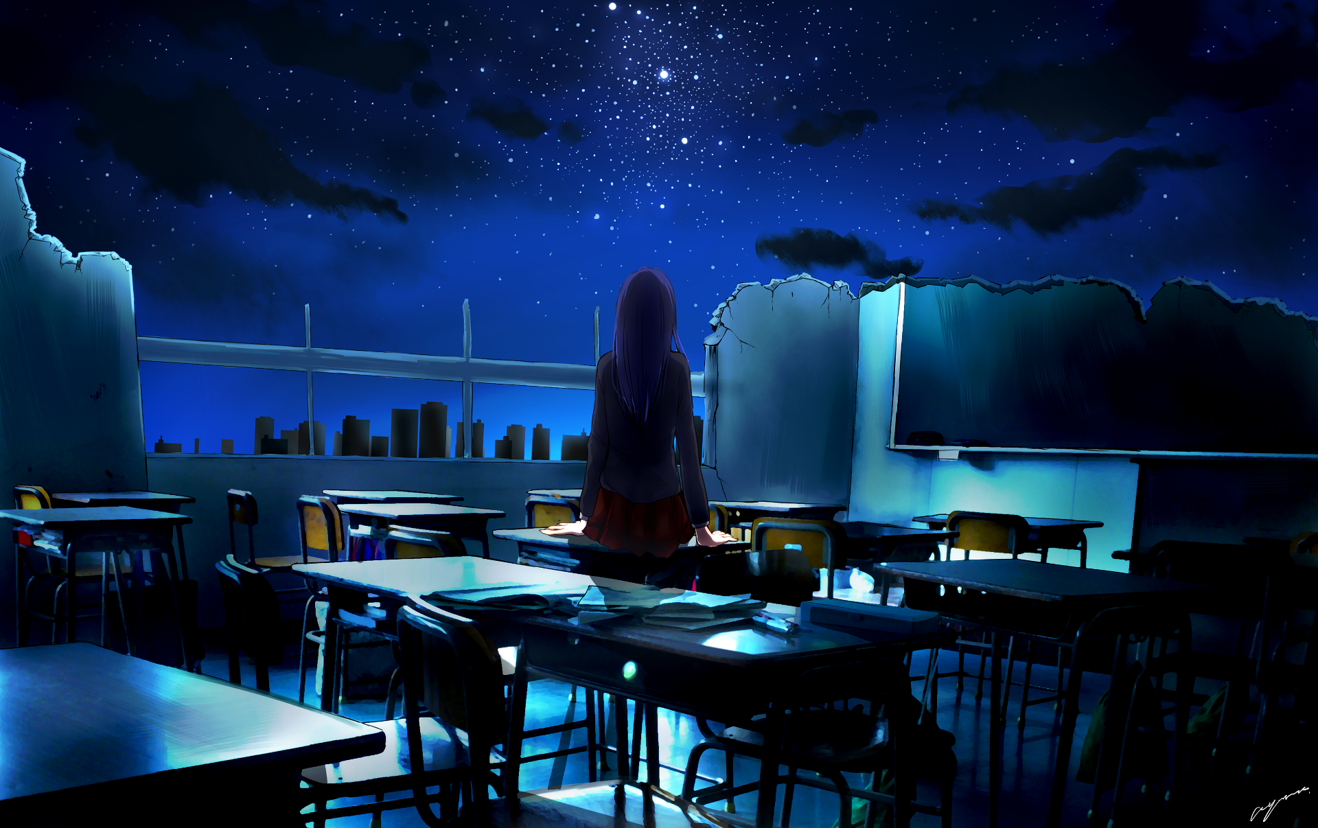 Pretty Night Anime Wallpapers - Wallpaper Cave