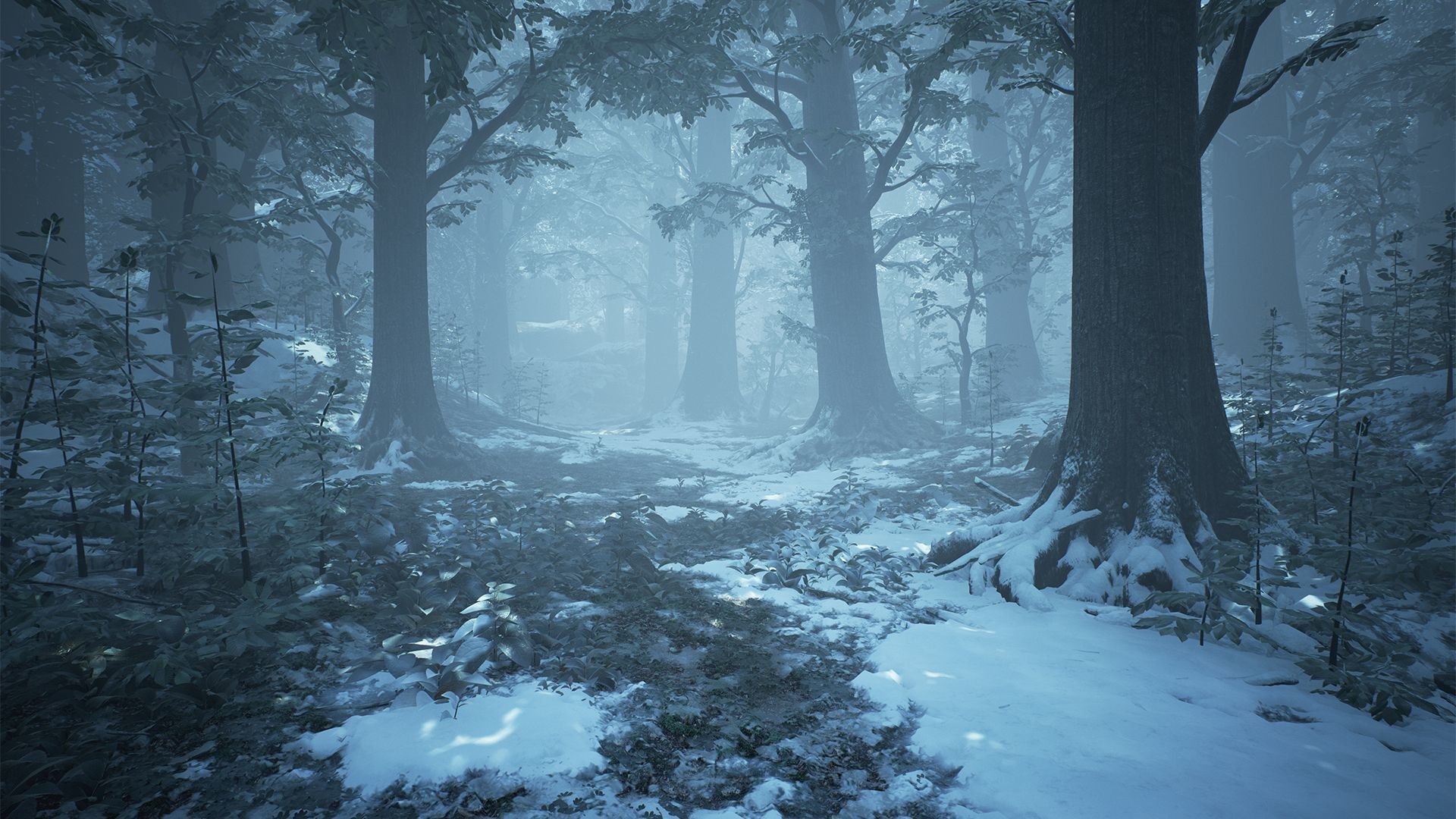 Dark Snowy Forest Art