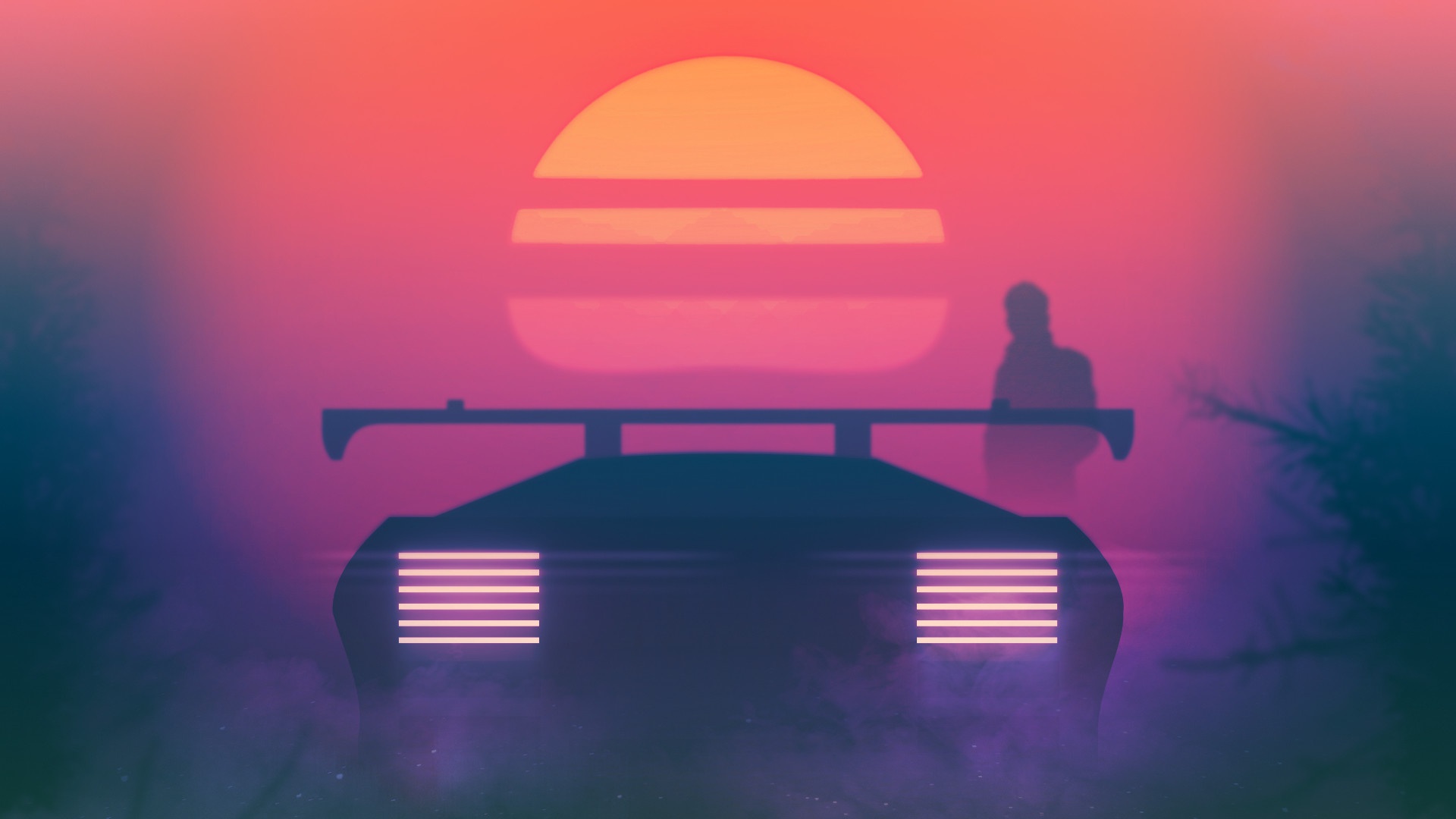 Retro Neon Car Sunset Wallpapers - Wallpaper Cave